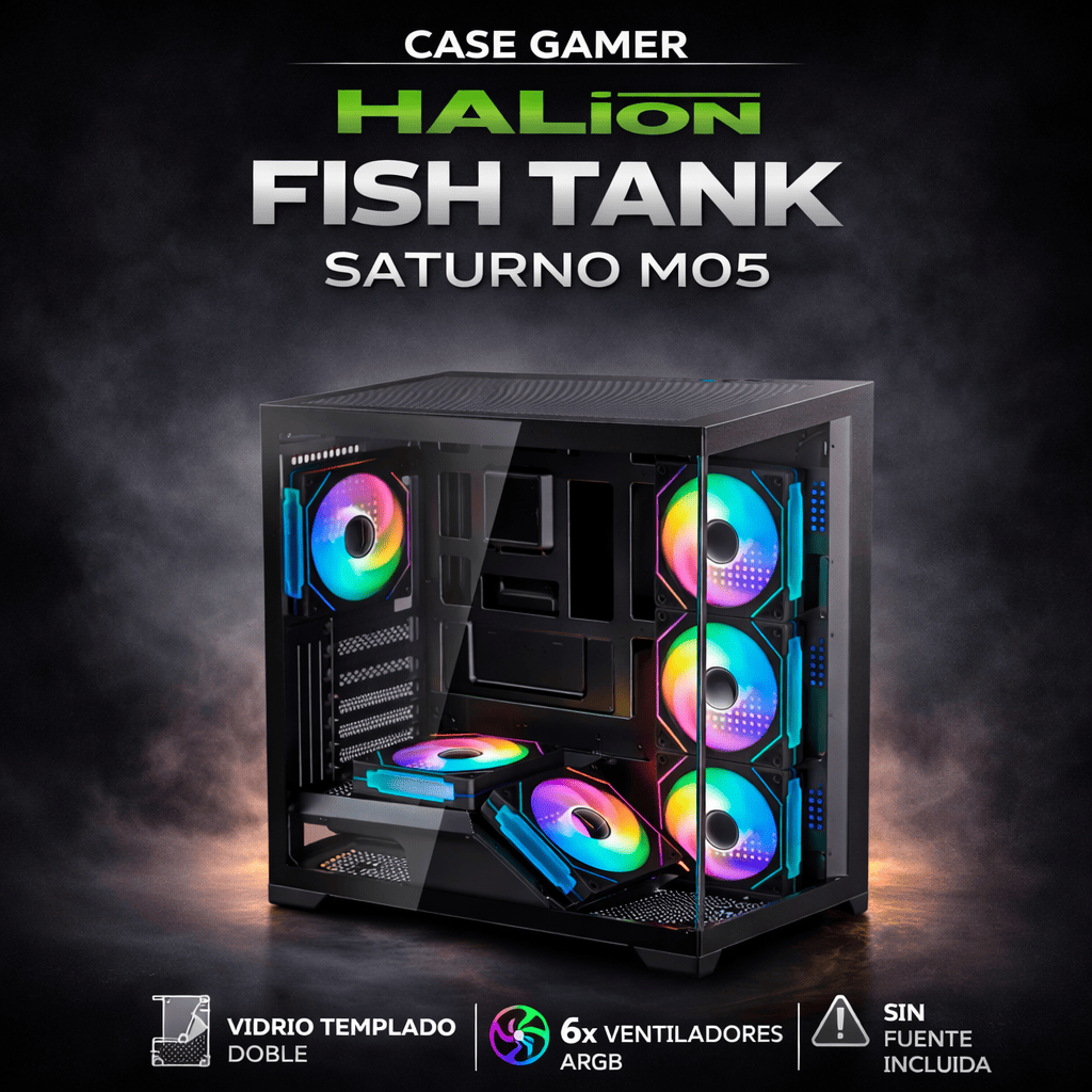CASE GAMER HALION FISH TANK SATURNO M05 S/FUENTE